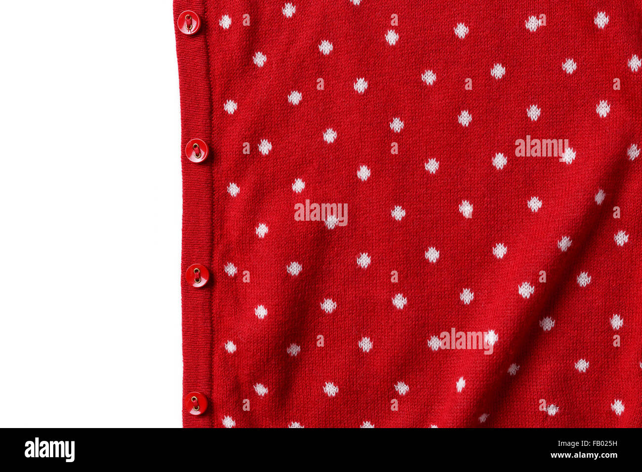 Red polka dot knit sweater fabric with button texture background Stock ...