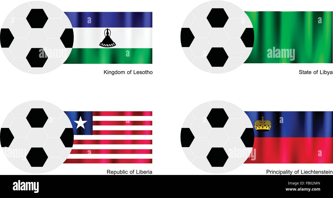 An Illustration of Soccer Balls or Footballs with Flags of Lesotho ...
