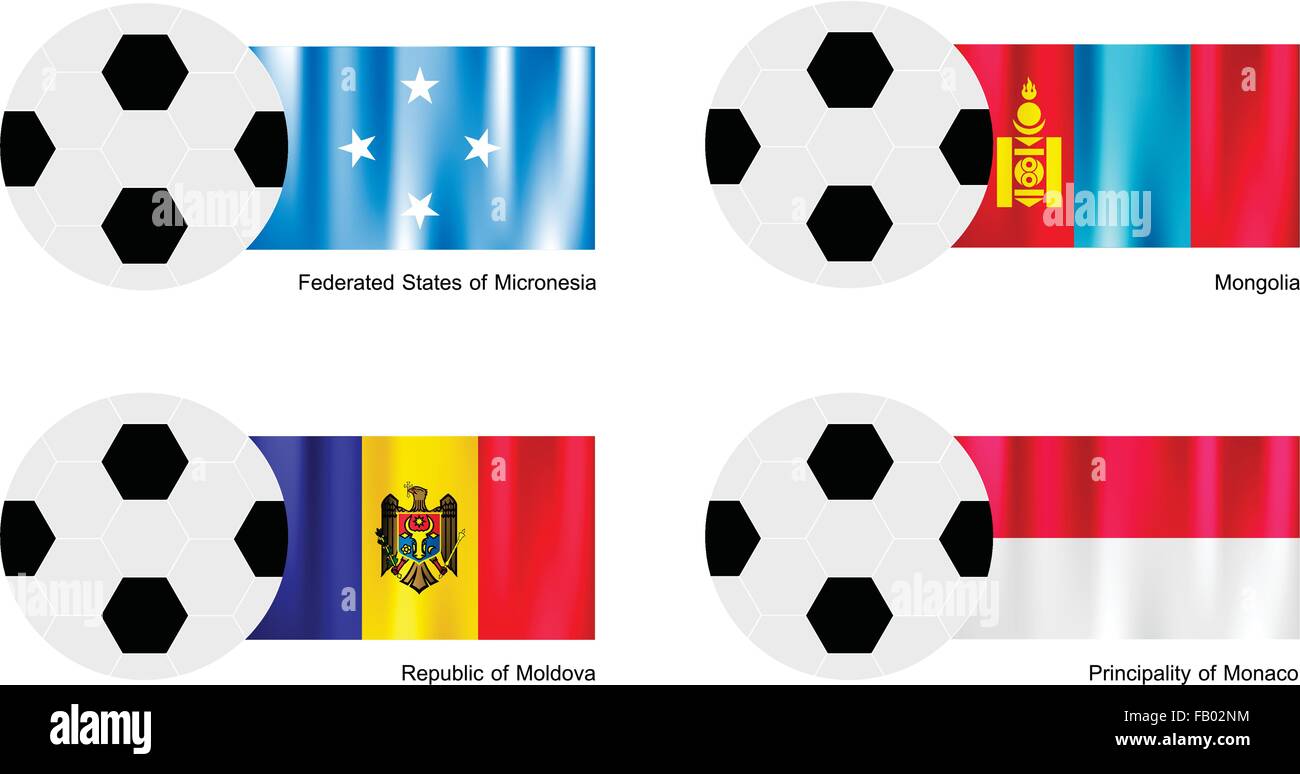 An Illustration of Soccer Balls or Footballs with Flags of Micronesia ...
