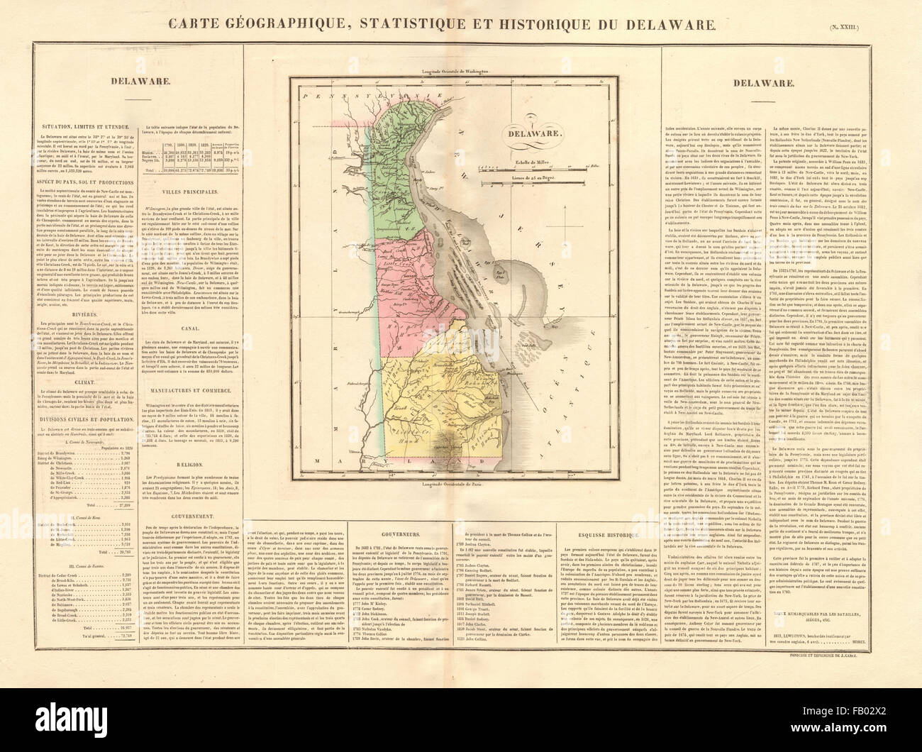 Delaware antique state map. Delaware Wedge shown as part of PA. BUCHON ...
