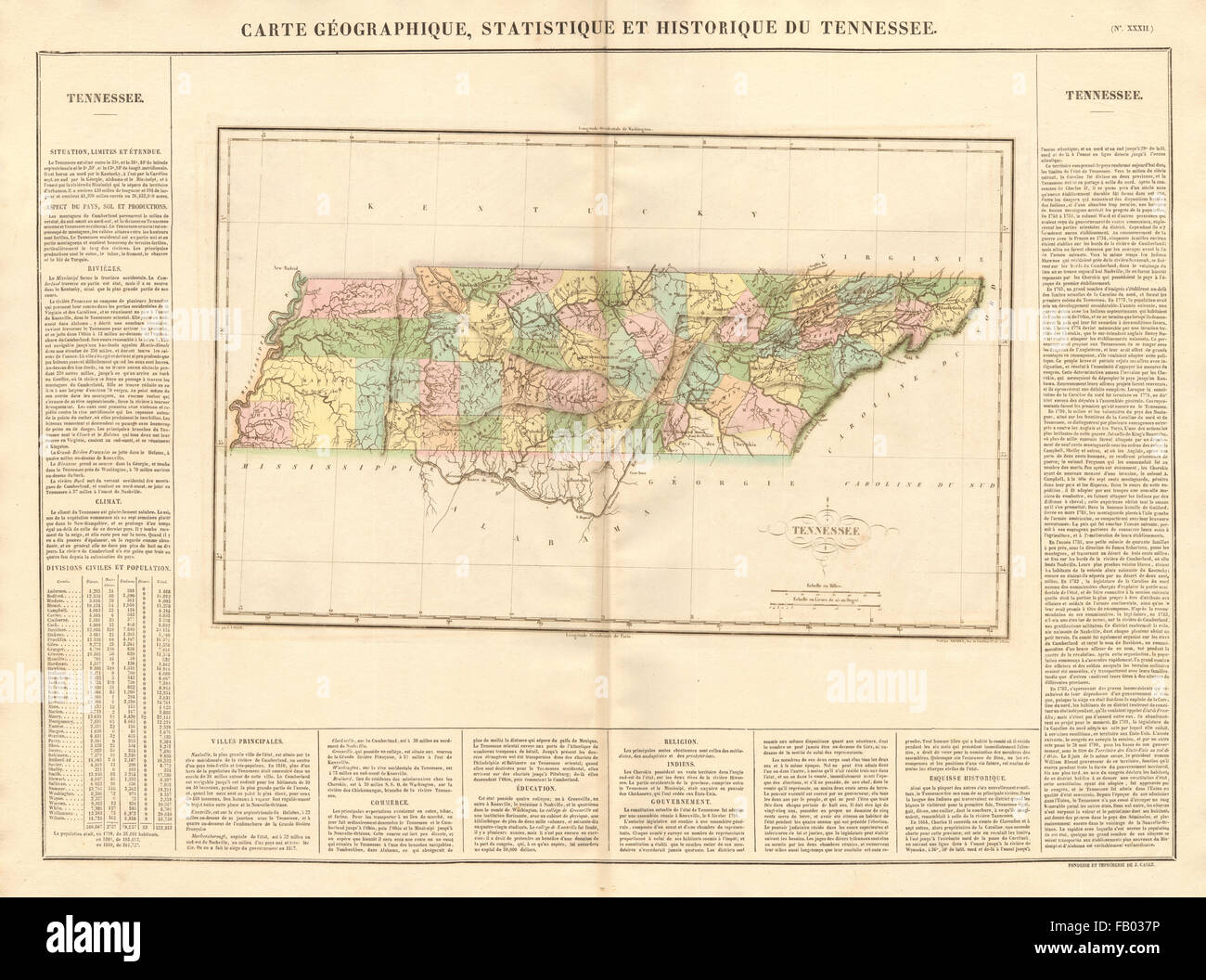Tennessee map 19th century hi-res stock photography and images - Alamy