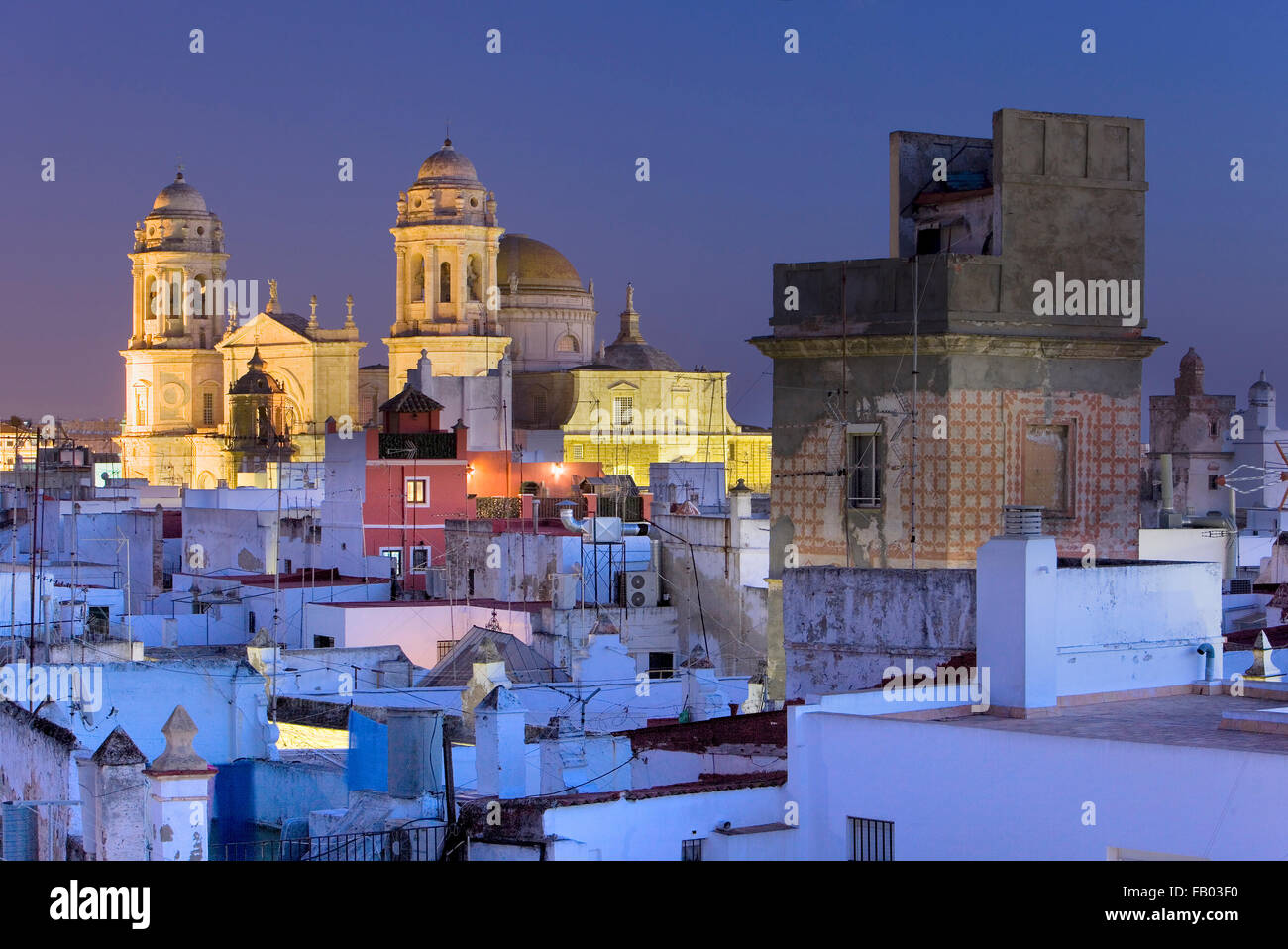 Skyline of Cádiz, Cathedral and viewpoint tower .Cádiz, Andalusia ...