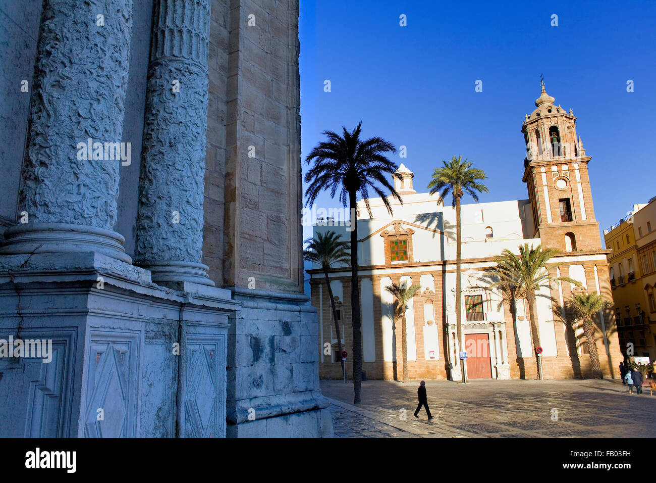 Santiago Church, in Cathedral square .Cádiz, Andalusia, Spain Stock ...