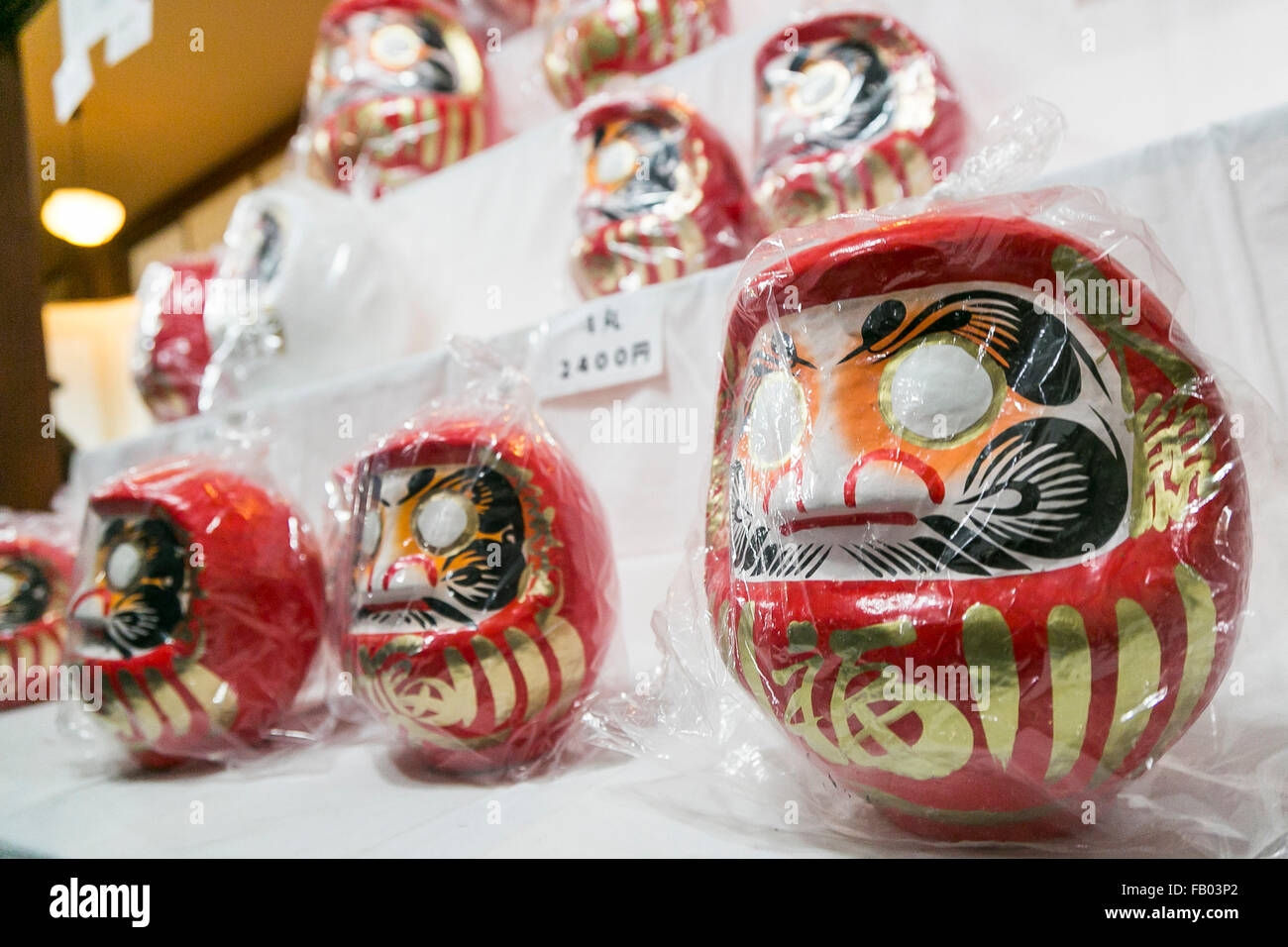 Various Daruma dolls on sale at the Shorinzan Daruma Temple in Takasaki ...