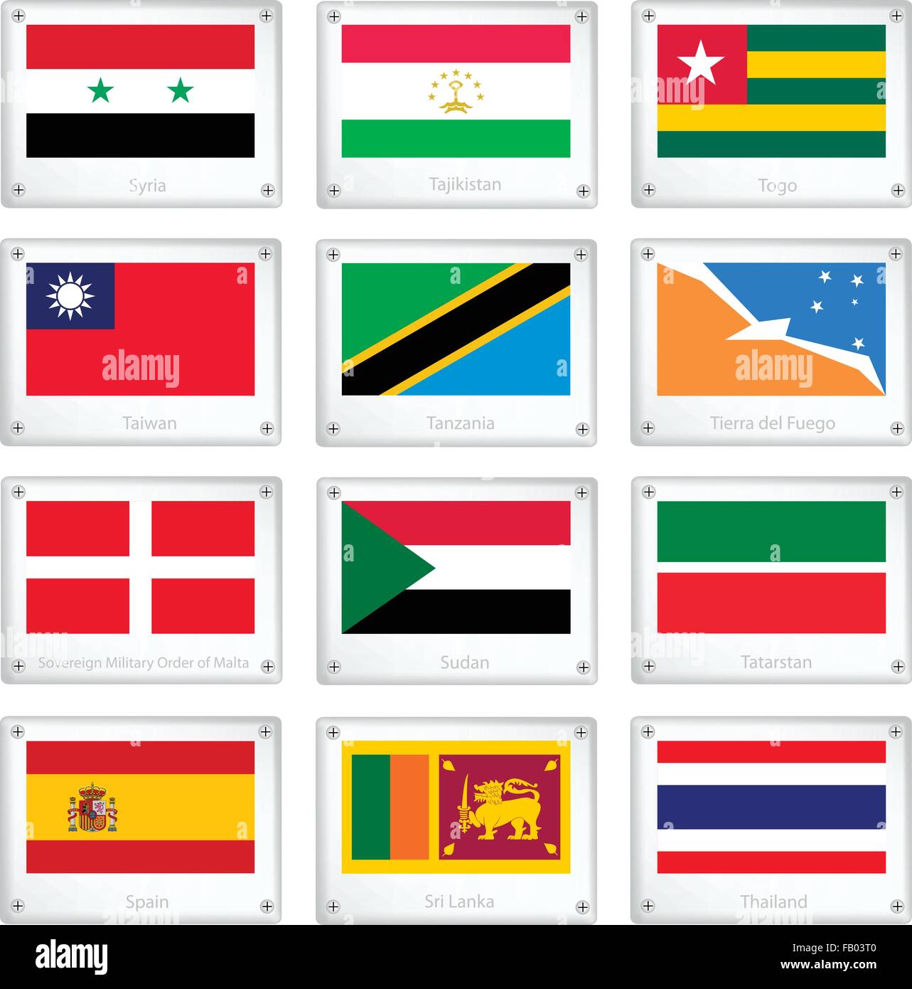 National Flags of Syria, Tajikistan, Togo, Taiwan, Tanzania, Tierra del ...