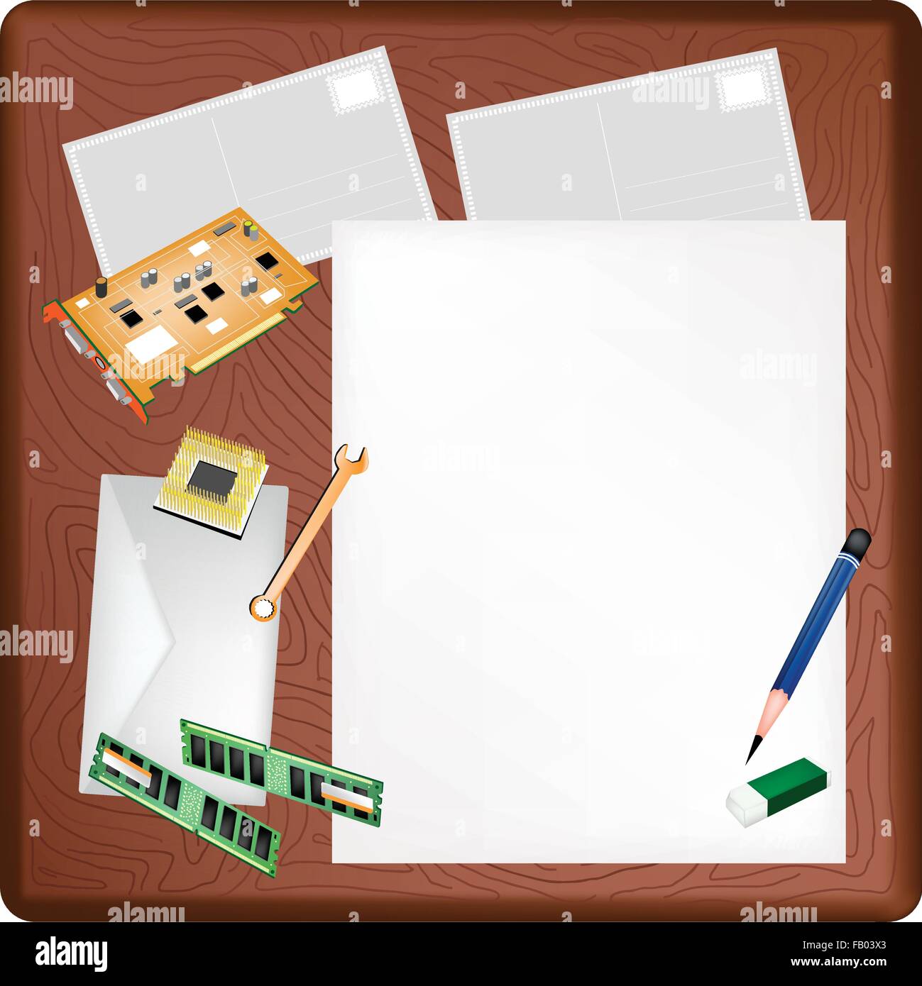 A Sharpened Pencil, Eraser, Computer Graphic Card or Video Card and ...