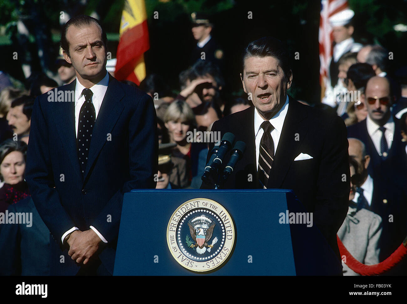 Washington DC., USA,13th October, 1981 President Ronald Reagan and King ...