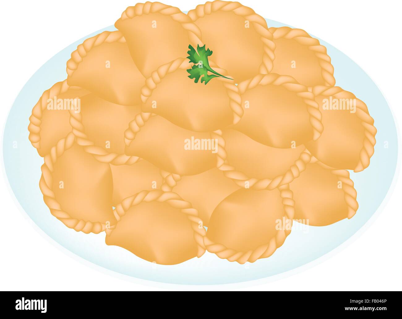 Thai Snack, Vector Illustration of Freshly Homemade Mini Curry Puffs ...