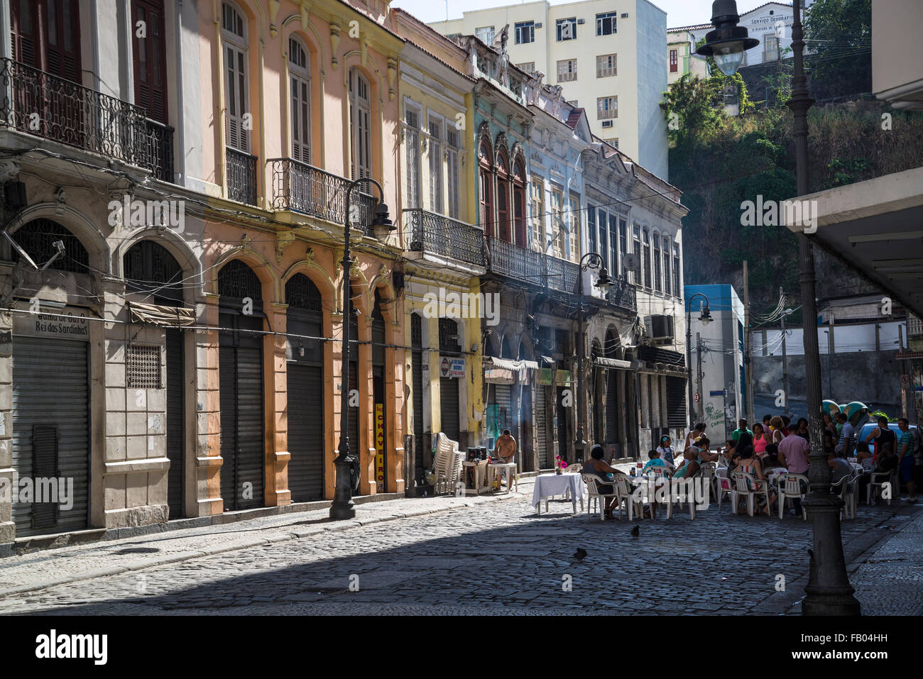 People relaxing in downtown Rio on Sunday, Largo de Santa Rita, Rio de ...