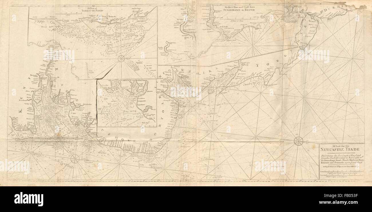 ENGLAND EAST COAST Sea 'chart for the Newcastle Trade'. MOUNT & PAGE ...