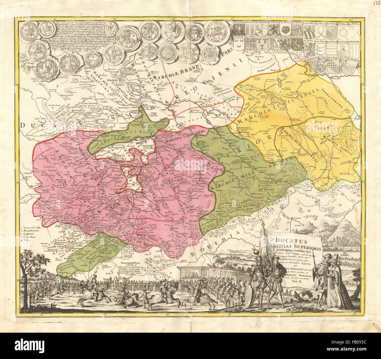 'Ducatus Saxoniae Superioris'. Medieval Upper Saxony. ZOLLMANN/HOMANN ...