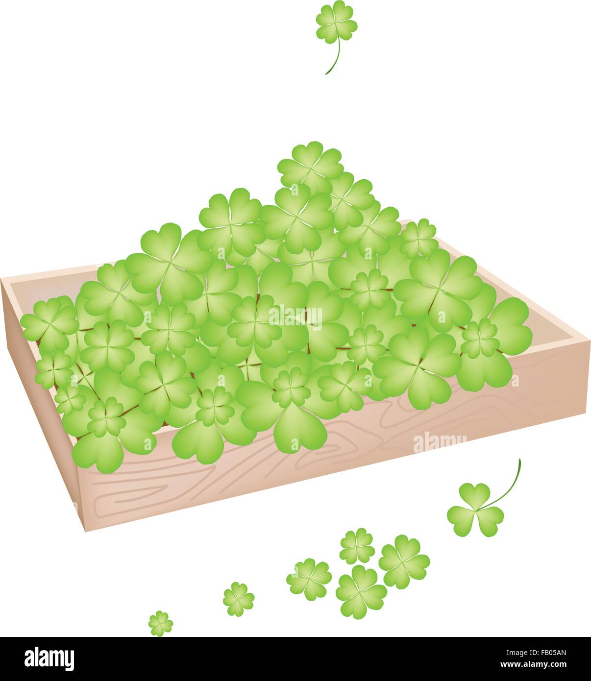 Symbols for Fortune and Luck, Vector Illustration Wooden Box Full with ...