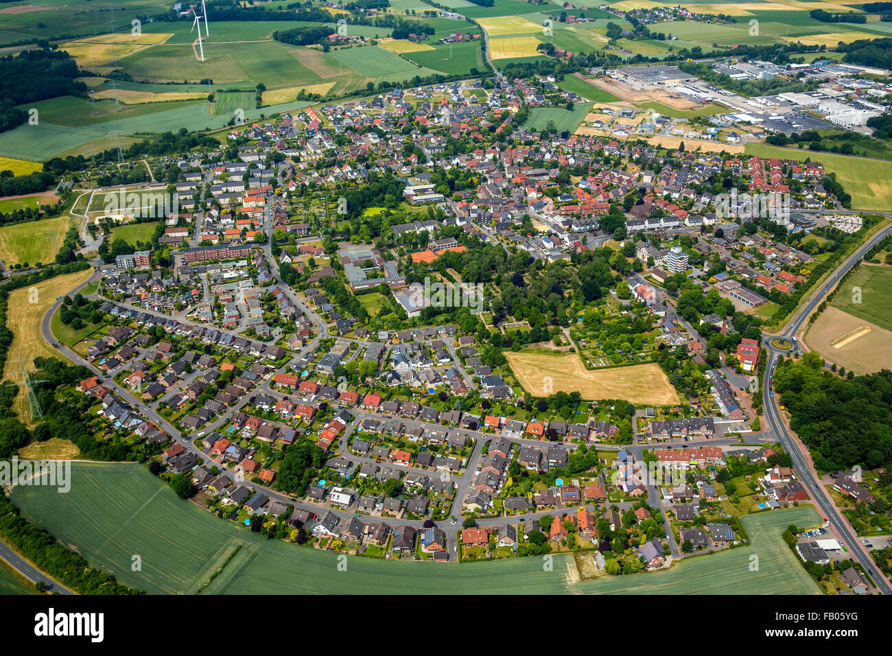Center Bork with St.Stephanus Church, Selm, Ruhr area, North Rhine ...