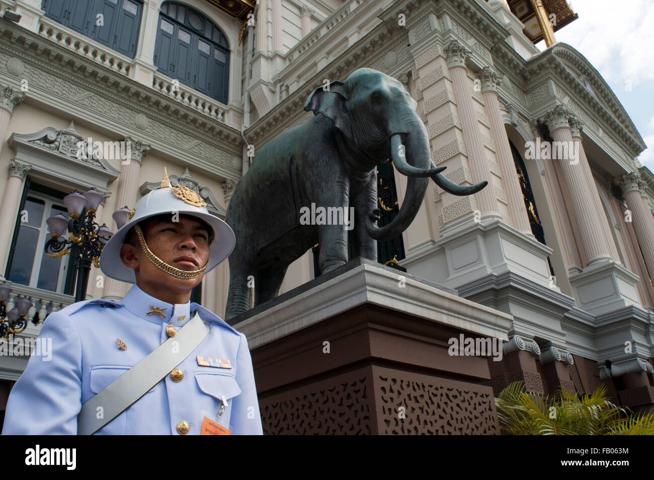 Guard at the Governement building, Grand Palace, Bangkok, Thailand. A ...