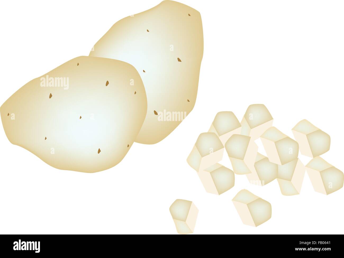 Vegetable, Vector Illustration of Whole and Chopped Potatoes Isolated ...