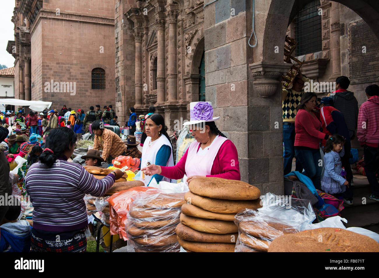 Cuzco, Peru - December 24, 2013: People in a street market in Cuzco ...