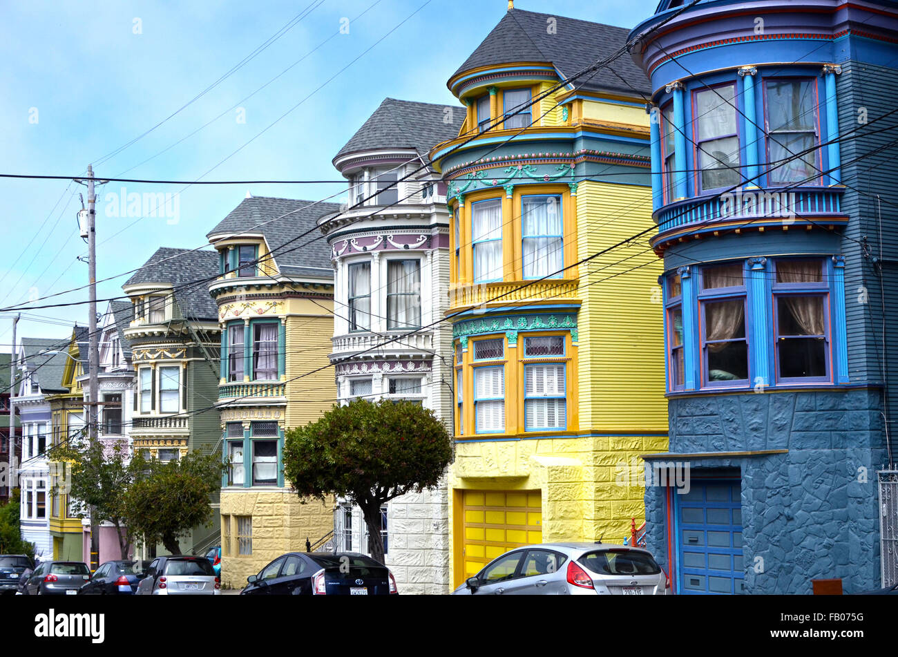 colorfully painted houses in San Francisco Stock Photo - Alamy
