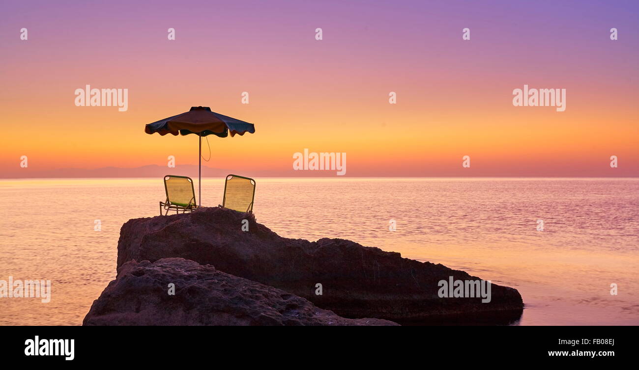 Sunrise at Kalithea Bay, Rhodes Island, Greece Stock Photo - Alamy