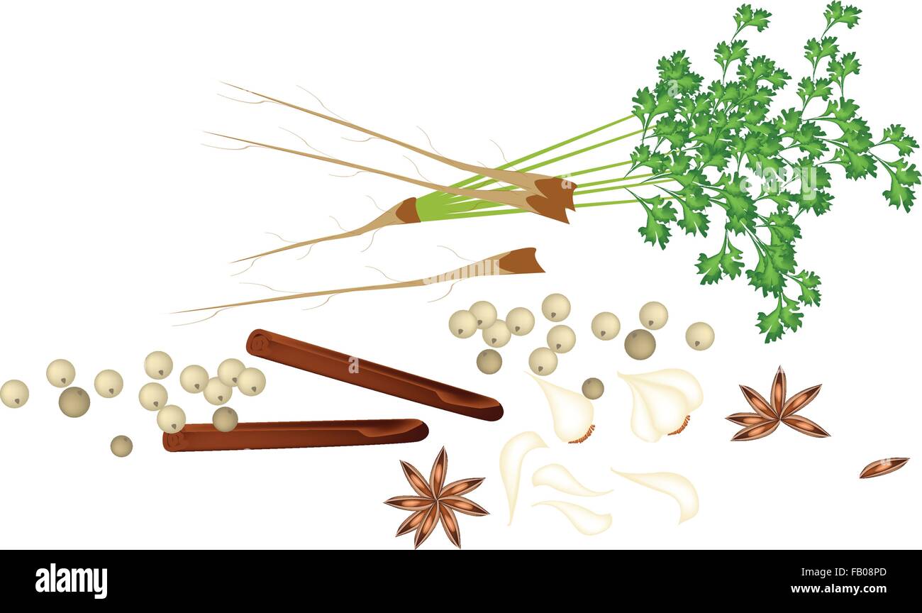 A Pile of Chinese Spices, Dried Star Anise, Cinnamon Sticks, Dry ...