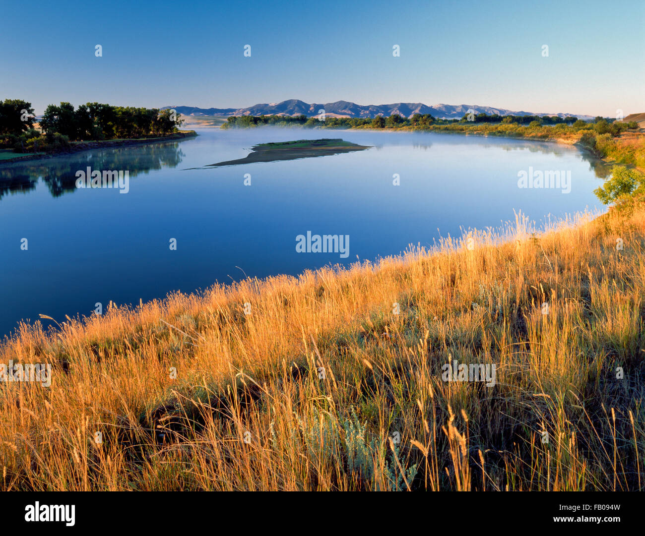 early morning along the missouri river below the adel mountains near ...