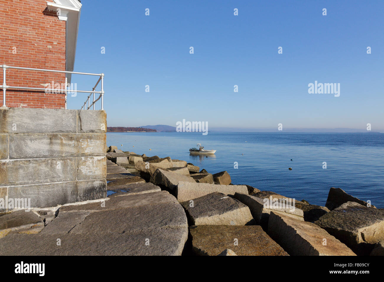 The Rockland Breakwater Lighthouse in Rockland, Maine USA. This ...