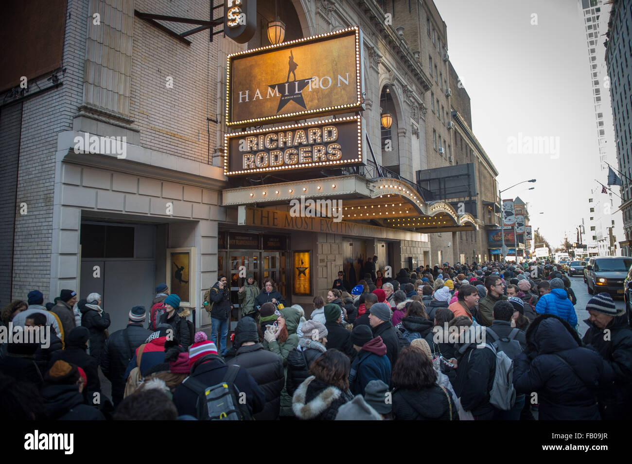 New York, NY, USA. 6th Jan, 2016. ''Hamilton'' lottery resumes at The ...
