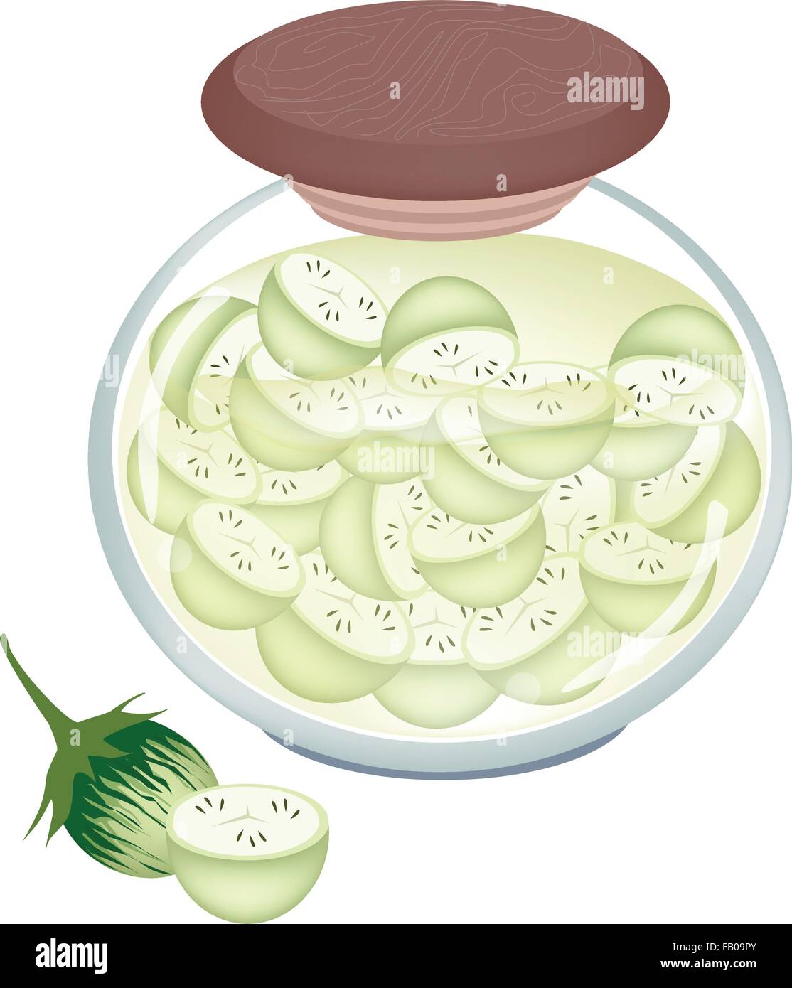 Vegetable, An Illustration of Pickled Slice Cockroach Berries or Green ...