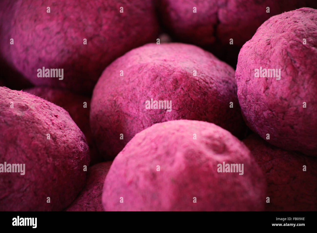 5th January 2015, Chiang Mai, Thailand. Processed and dyed Elephant poo ...