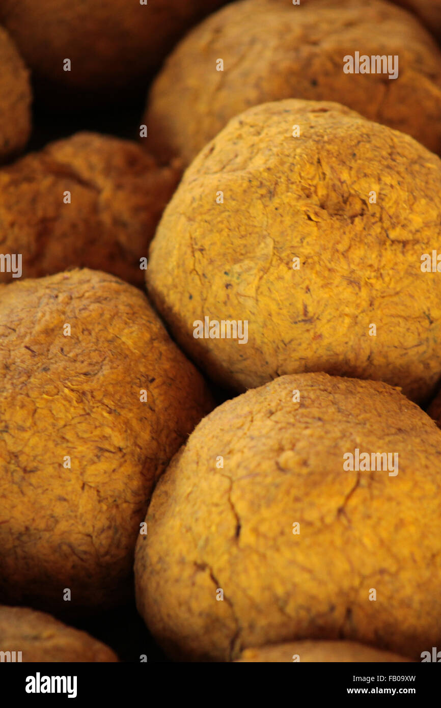 5th January 2015, Chiang Mai, Thailand. Processed and dyed Elephant poo ...