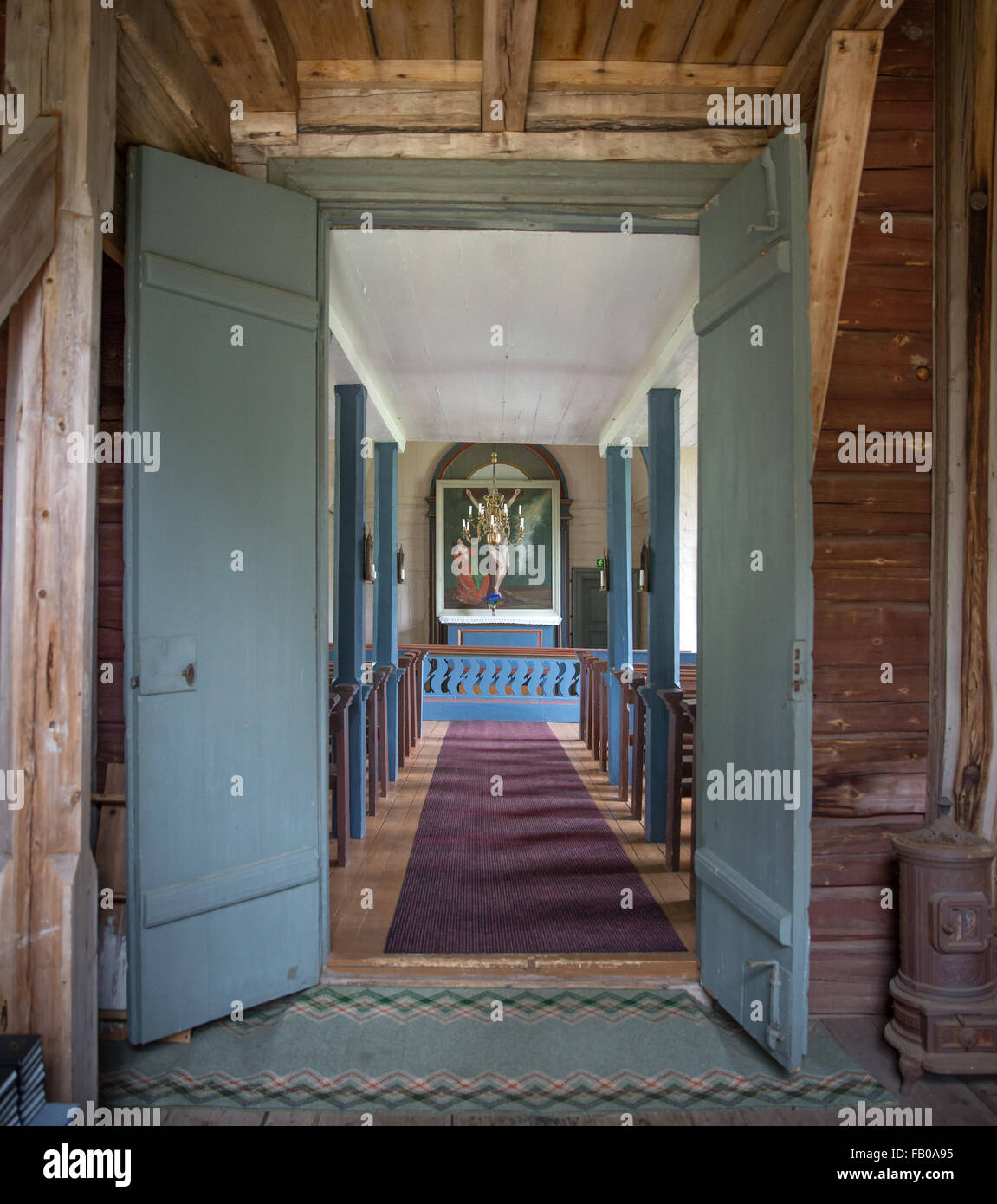 Entrance into the Kolarinsaaren kirkko (Saaren vanha kirkko) which was ...