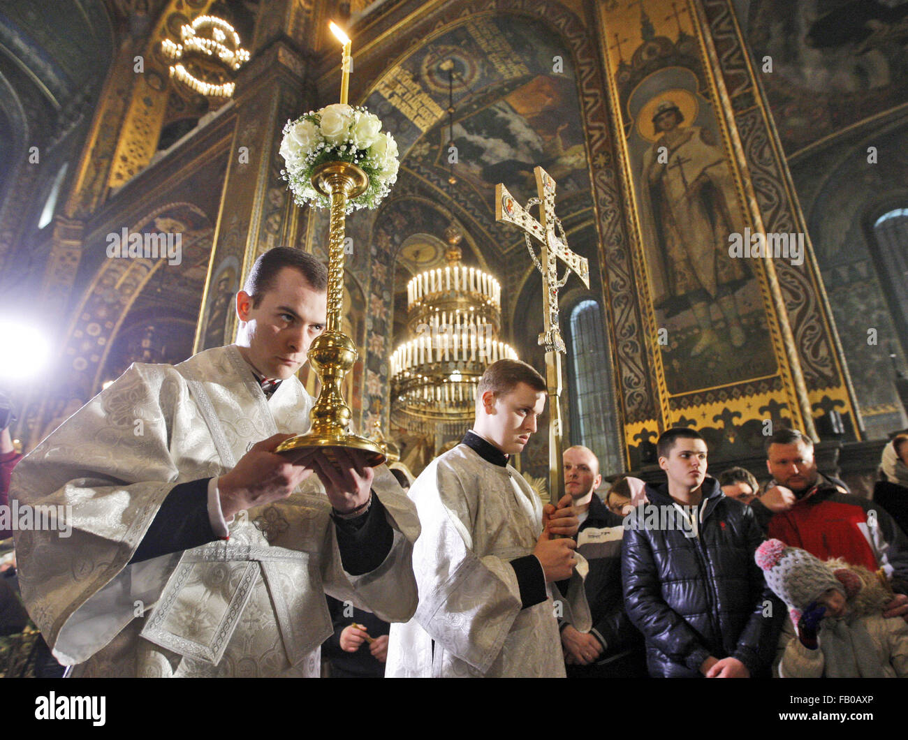 Kiev, Ukraine. 06th Jan, 2016. Ukrainian believers attend the Orthodox ...