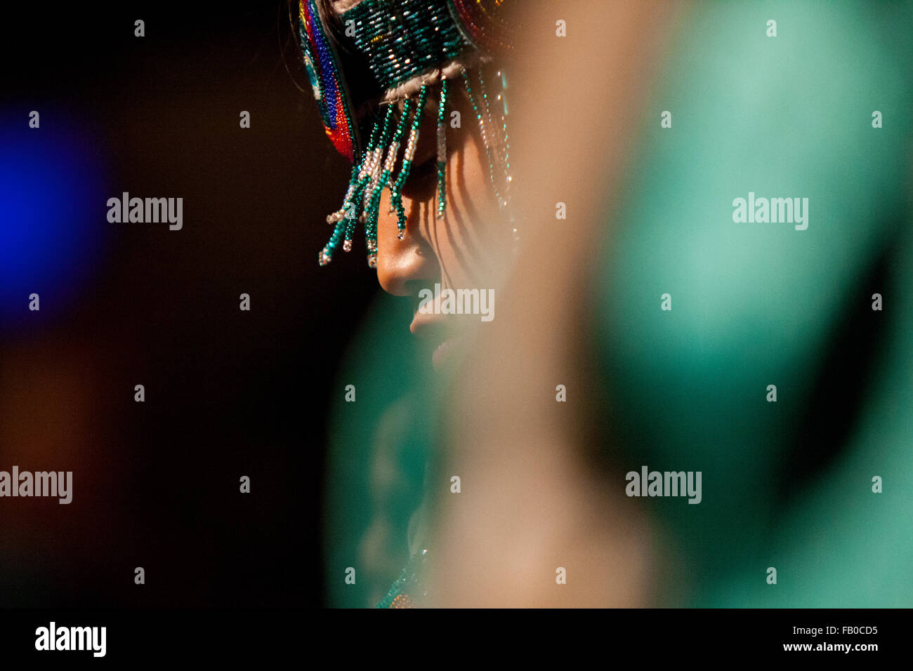 First Nations performer during a Pow Wow chicken dance competition in ...