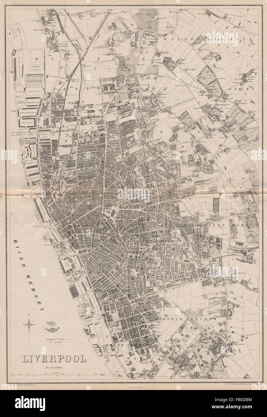 LIVERPOOL. Large town/city plan by BR DAVIES for the Dispatch Atlas ...