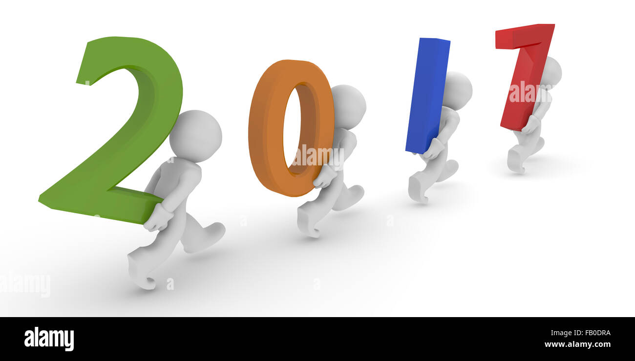Colorful teamwork 2017 on a white background 3d concept Stock Photo - Alamy