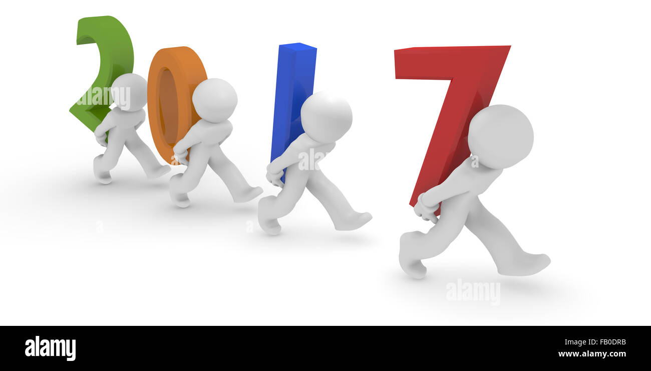 Colorful teamwork 2017 on a white background 3d concept Stock Photo - Alamy