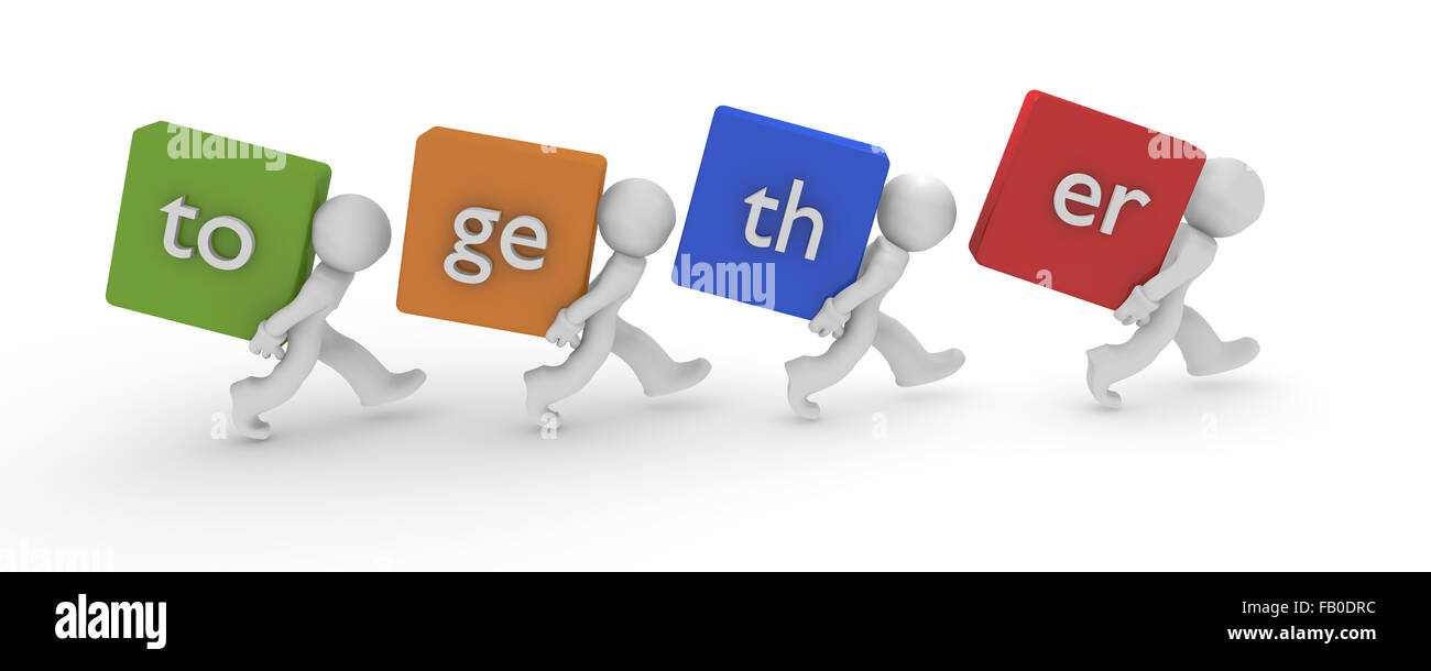 3d business team with colorful cubes, 3d teamwork concept Stock Photo ...