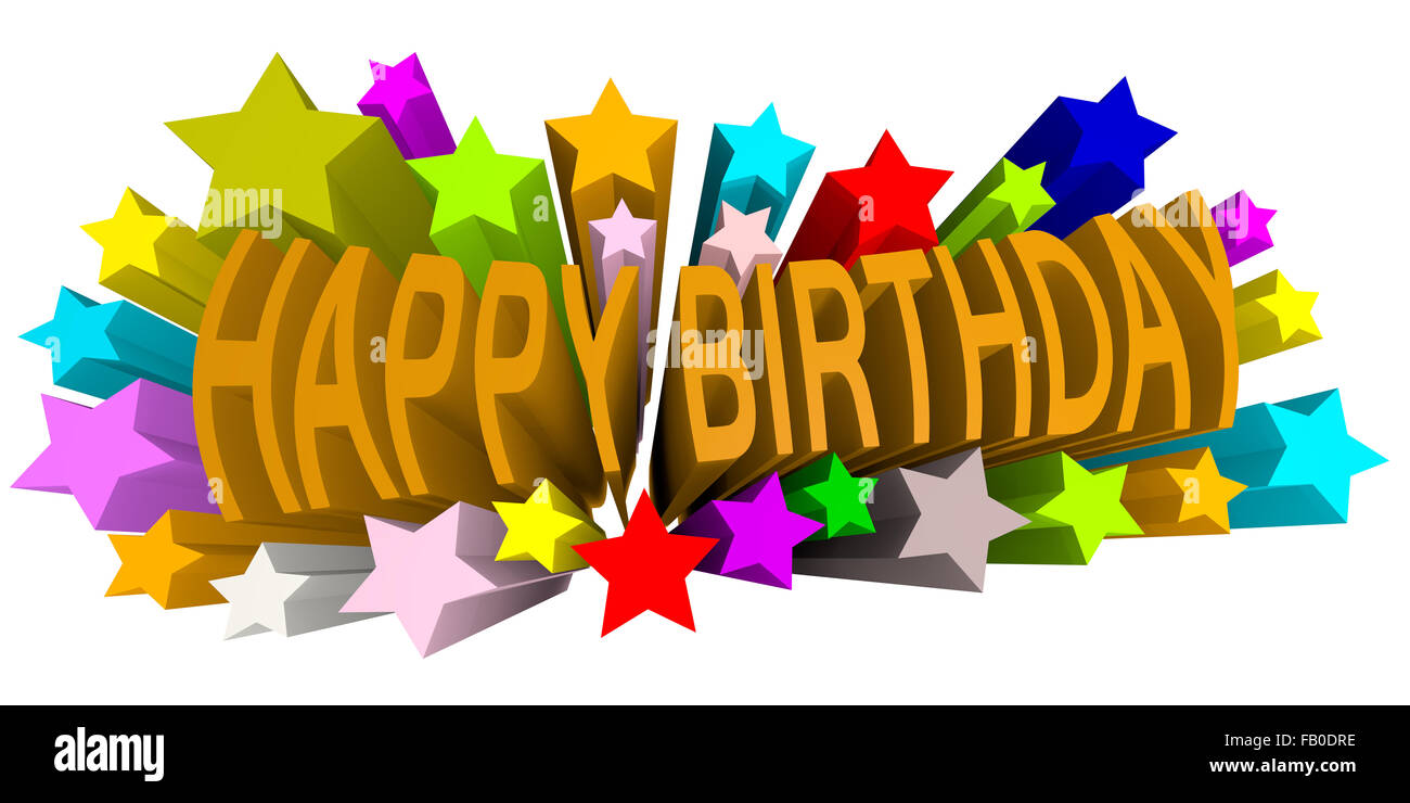 Happy birthday with star on a white background, 3d image Stock Photo ...