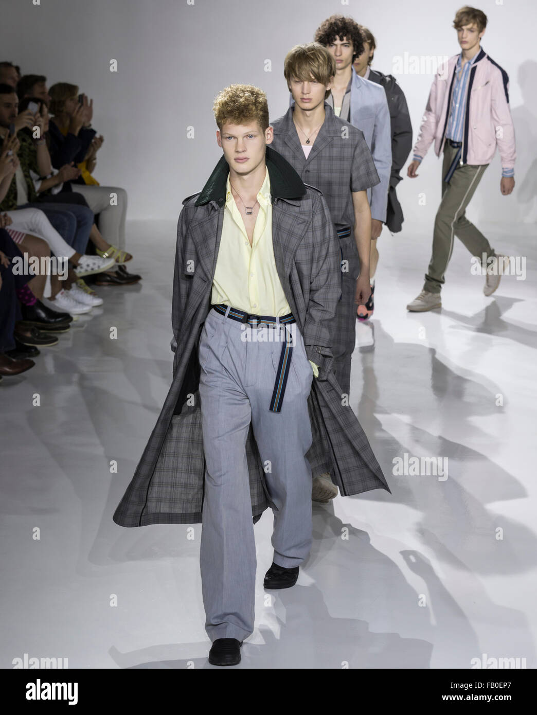 NEW YORK, NY - JULY 15, 2015: Dillon Westbrock walks the runway during ...