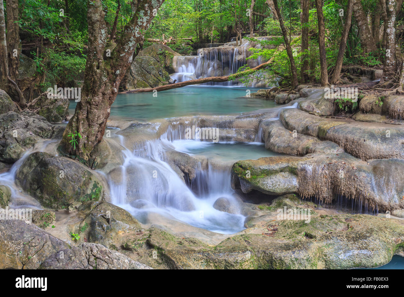 tropical waterfall in Deep forest Stock Photo - Alamy