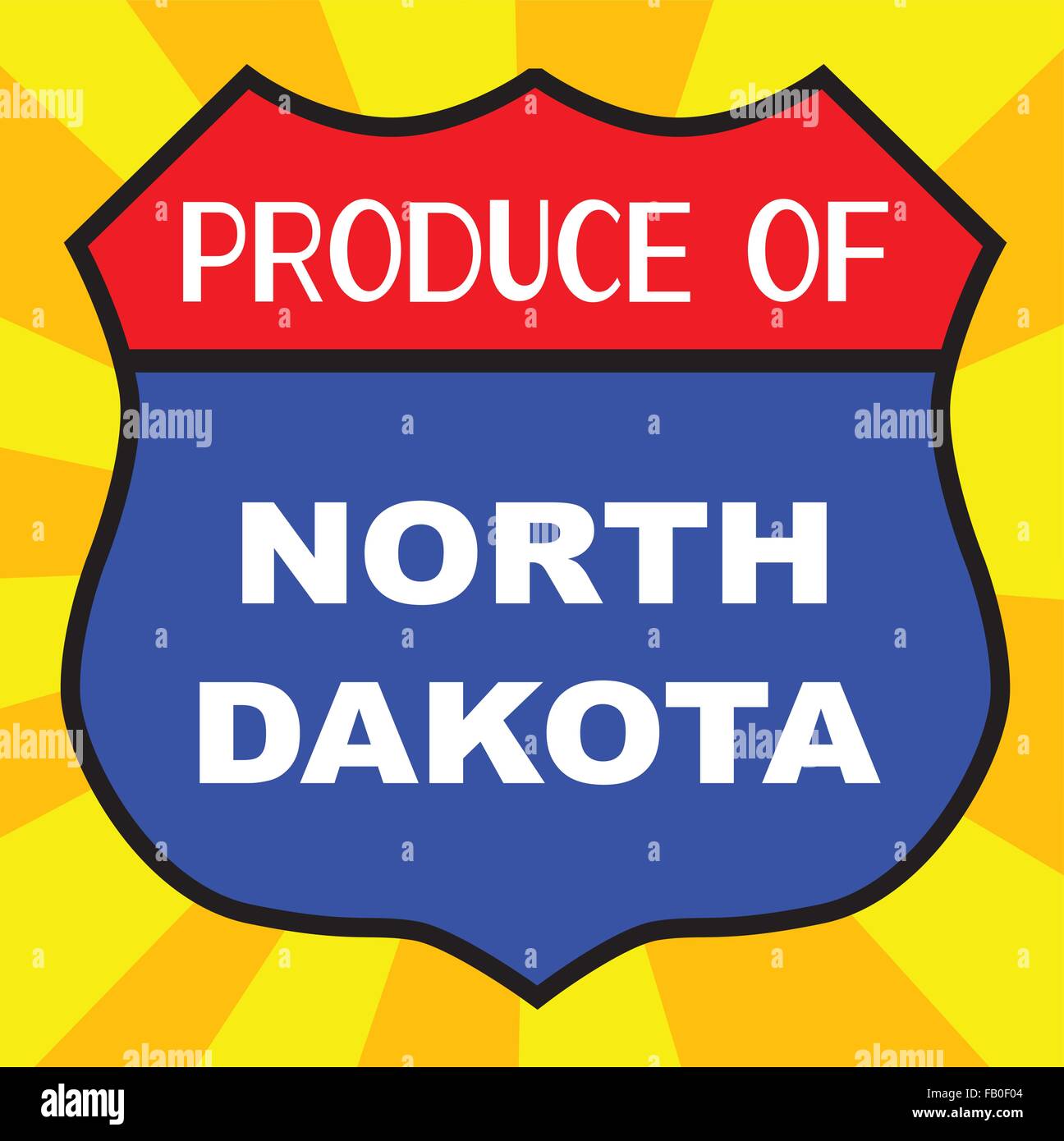 Route 66 style traffic sign with the legend Produce Of North Dakota ...