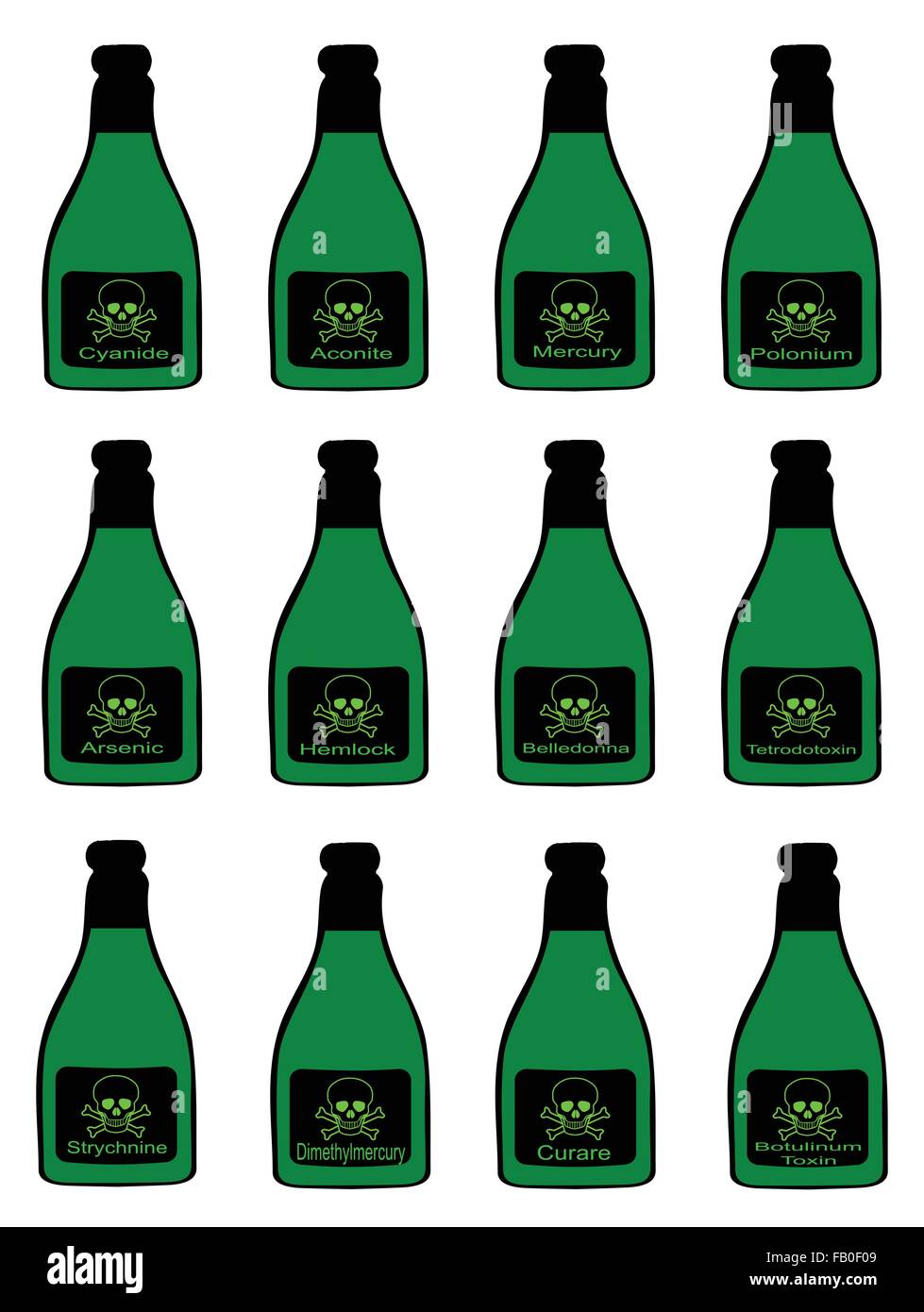 Bottles of poison with the traditional skull and crossbones Stock ...