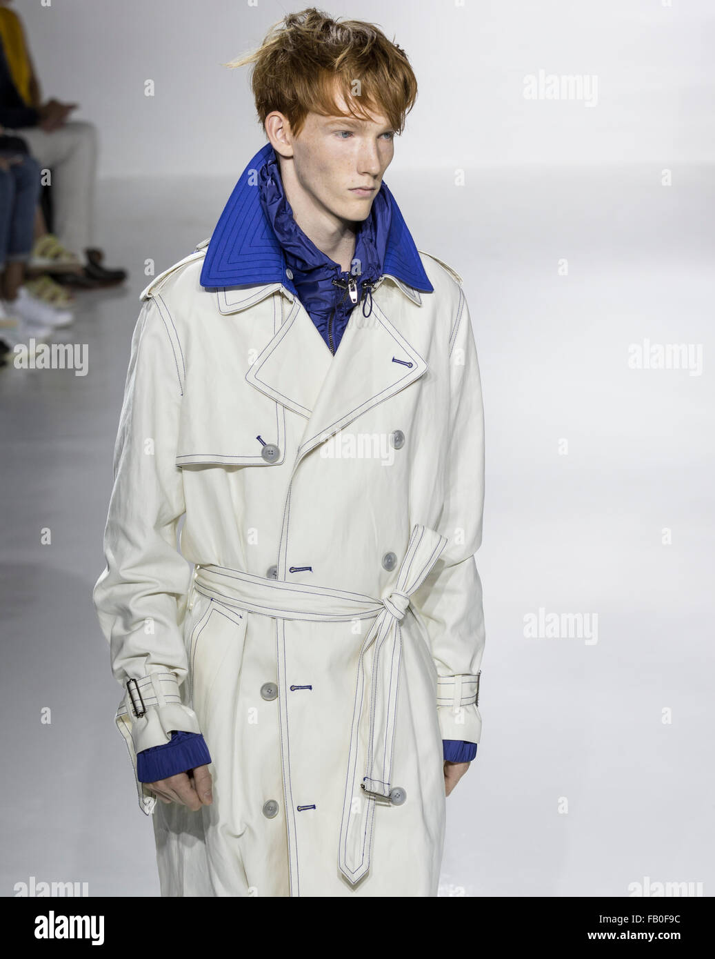 NEW YORK, NY - JULY 15, 2015: Matthew Pitt walks the runway during the ...