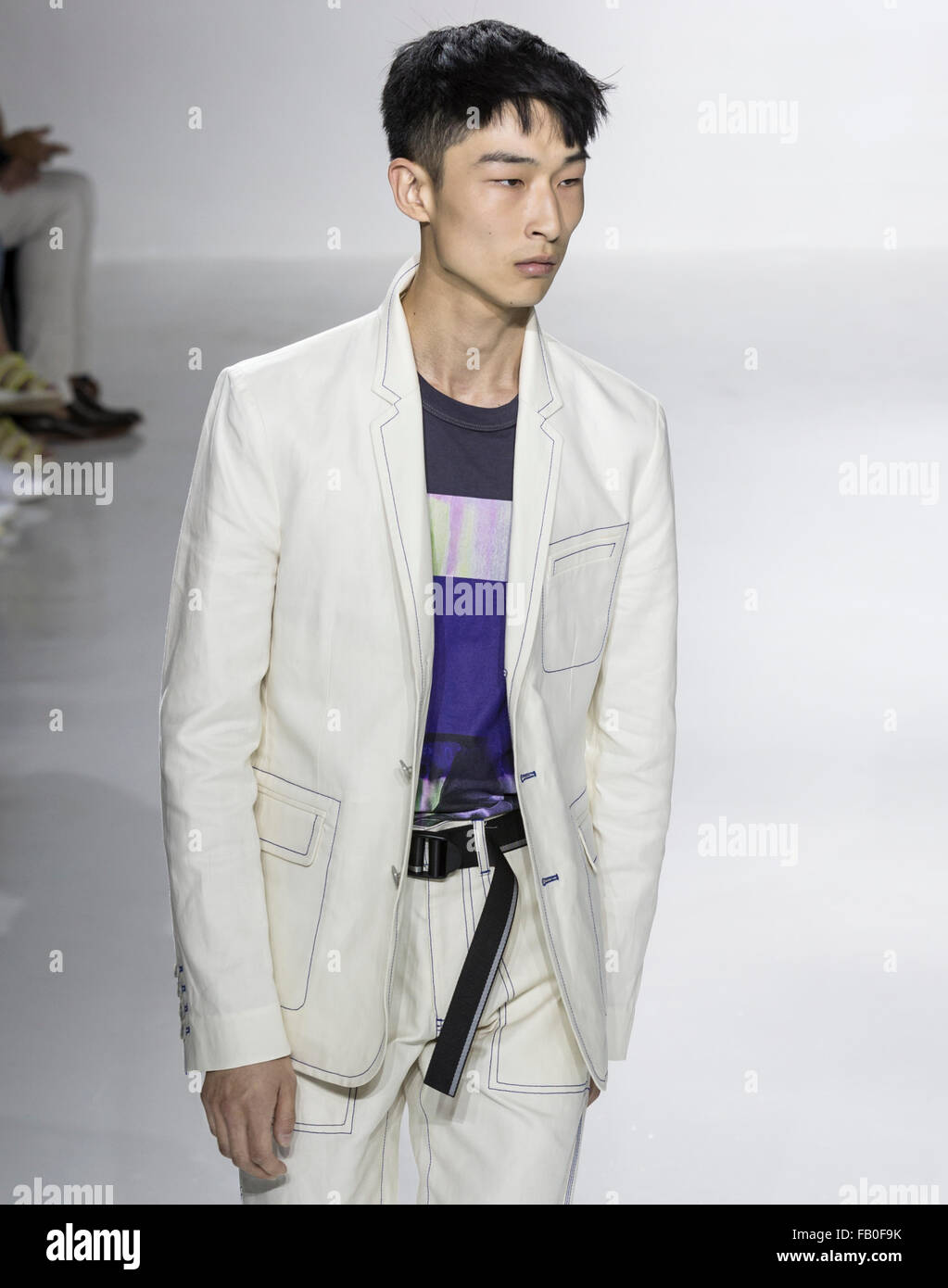 NEW YORK, NY - JULY 15, 2015: Sang Woo Kim walks the runway during the ...