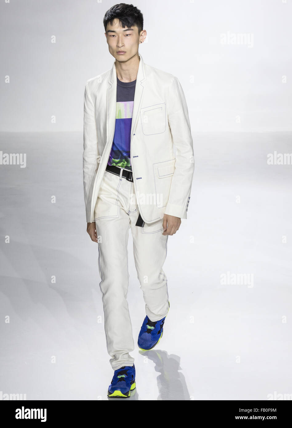 NEW YORK, NY - JULY 15, 2015: Sang Woo Kim walks the runway during the ...