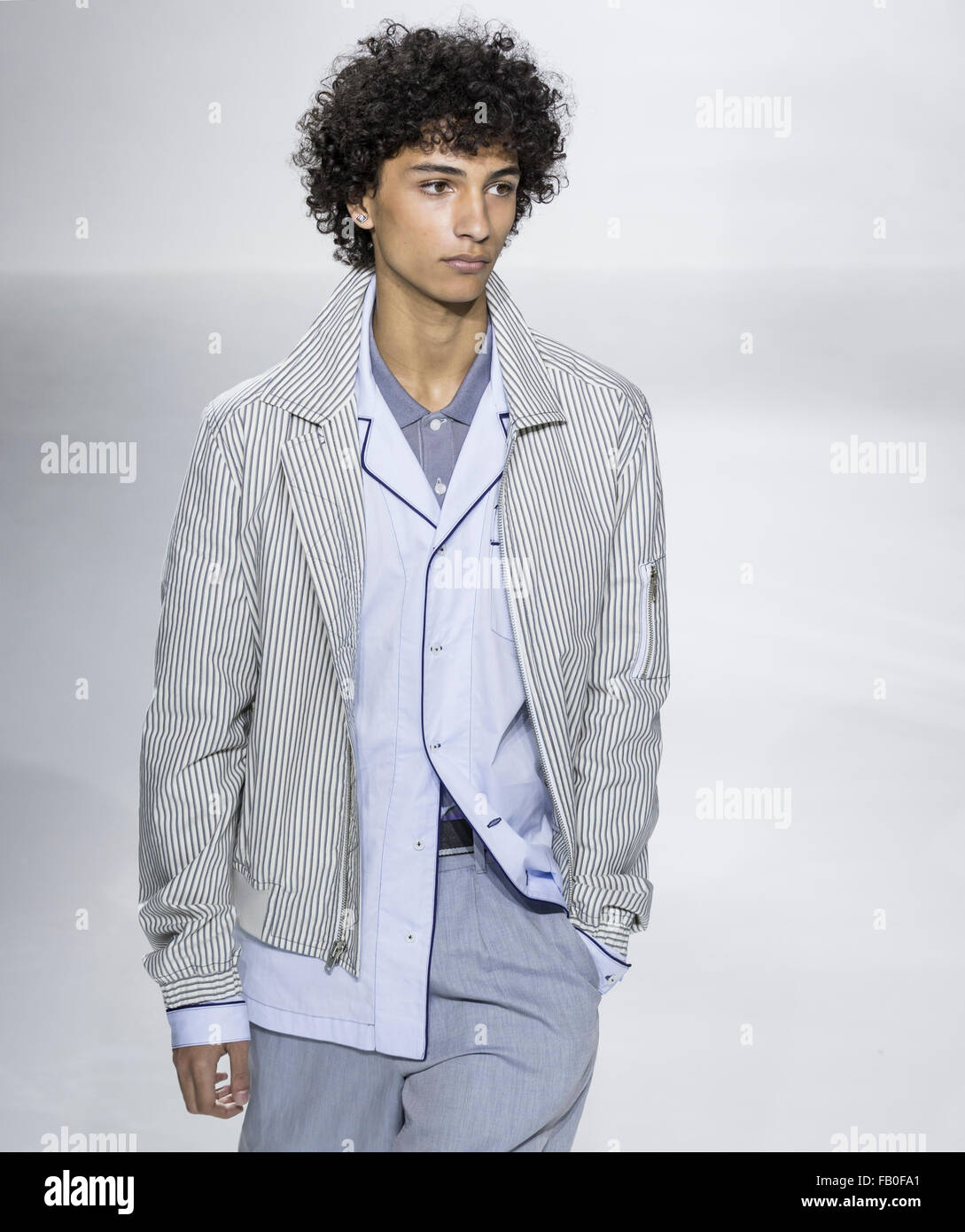 NEW YORK, NY - JULY 15, 2015: Tre Samuels walks the runway during the ...