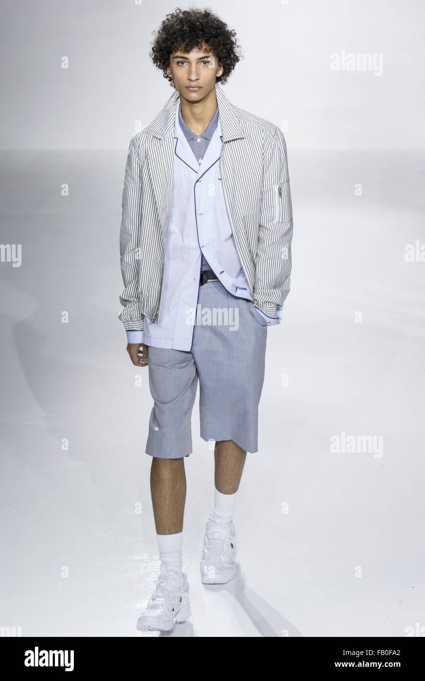 NEW YORK, NY - JULY 15, 2015: Tre Samuels walks the runway during the ...