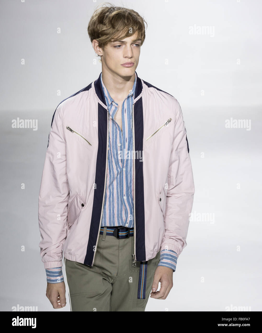 NEW YORK, NY - JULY 15, 2015: Charlie James walks the runway during the ...