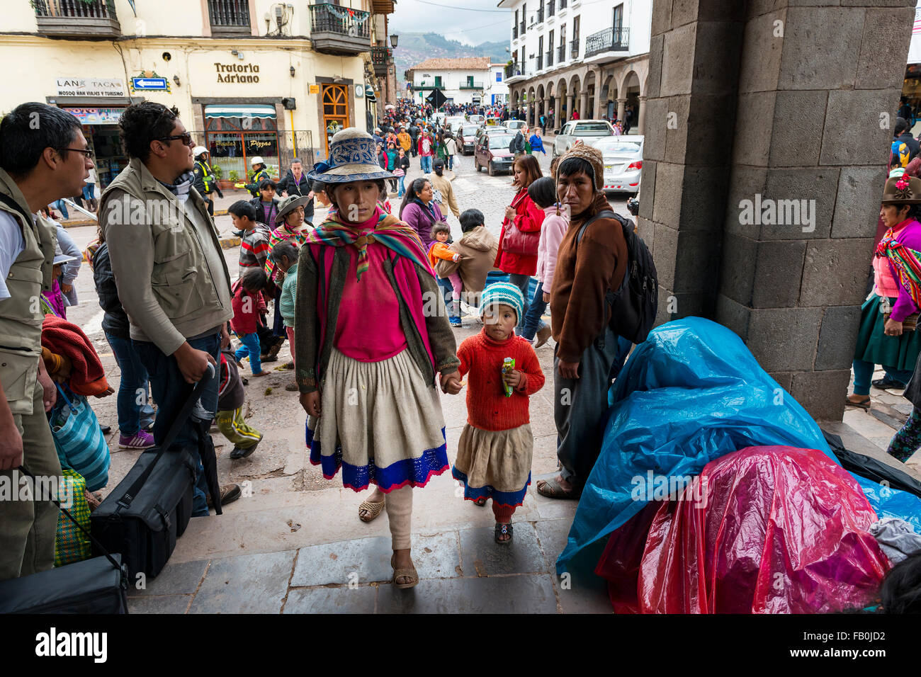 Cuzco, Peru - December 24, 2013: People in a street market in Cuzco ...
