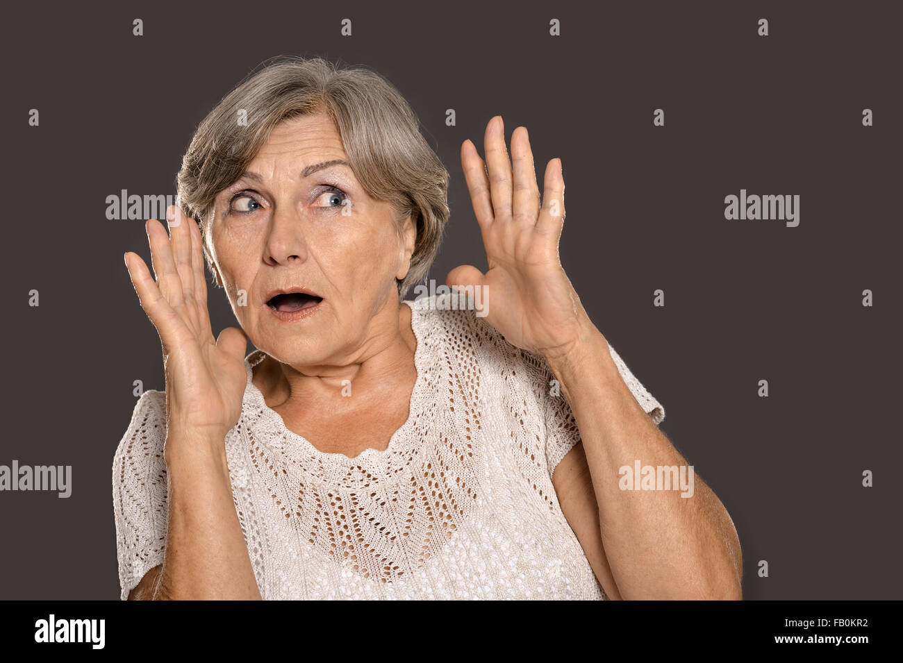 Portrait old woman gesturing shock hi-res stock photography and images ...