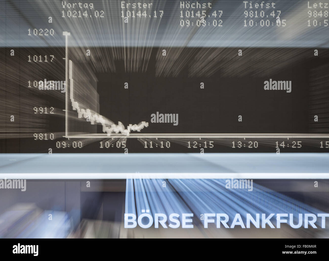 A zooming shot shows Germany's DAX stock market index after it dropped ...